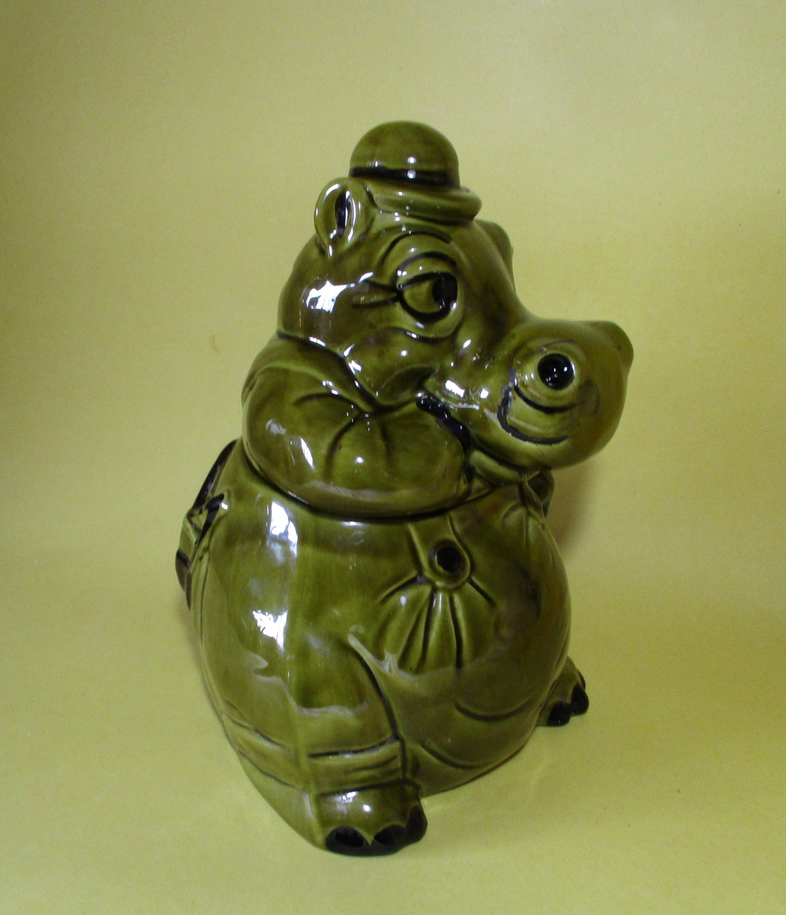 COOKIE JAR HIPPO With Overalls Slingshot Brush 1960s - Etsy