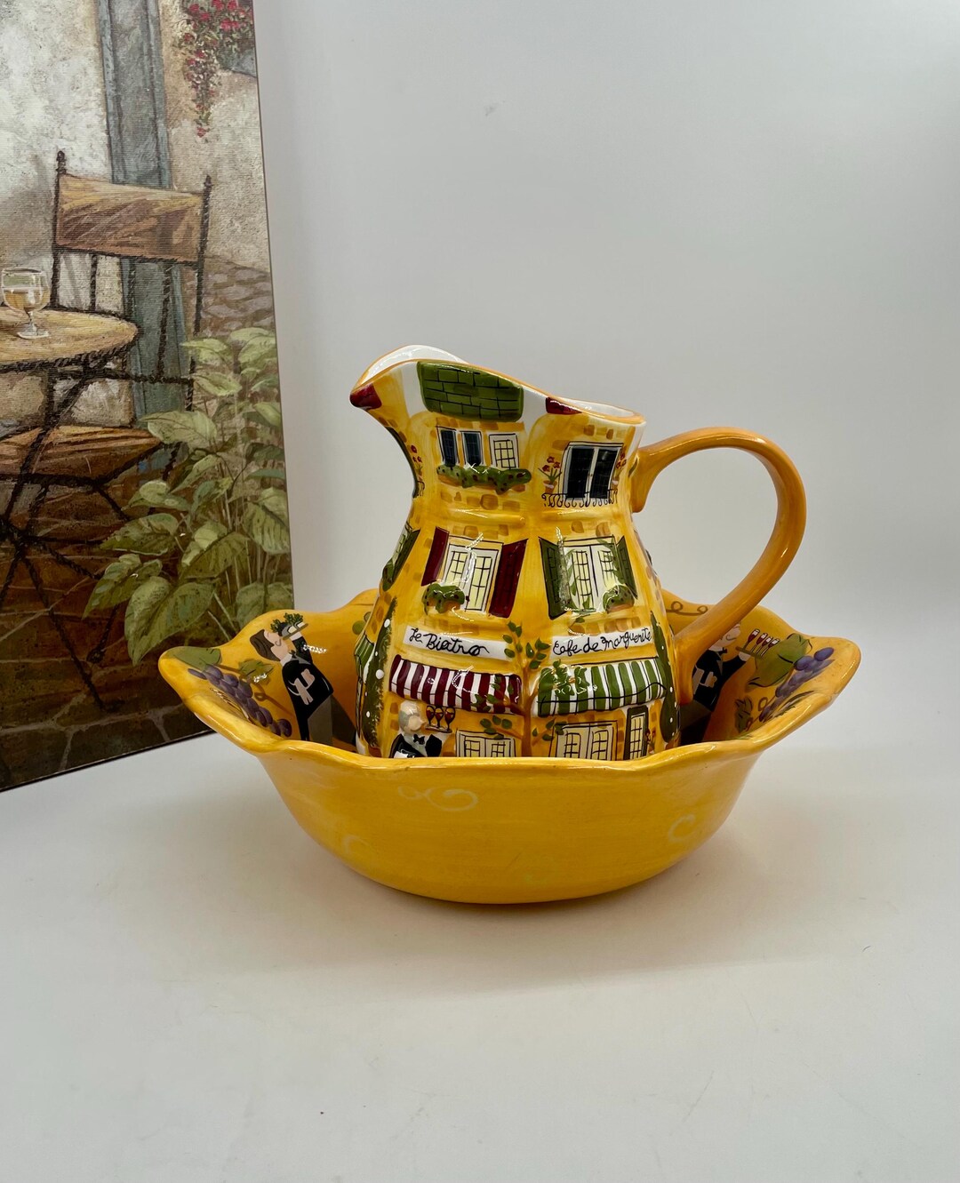 PITCHER and BOWL ~ BISTRO Pitcher With Matching Pasta Serving Bowl - Etsy