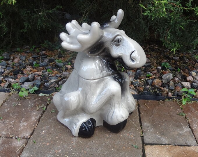 CKAO Ceramic Christmas Moose Cookie Jar 10.75 X 9 - Etsy