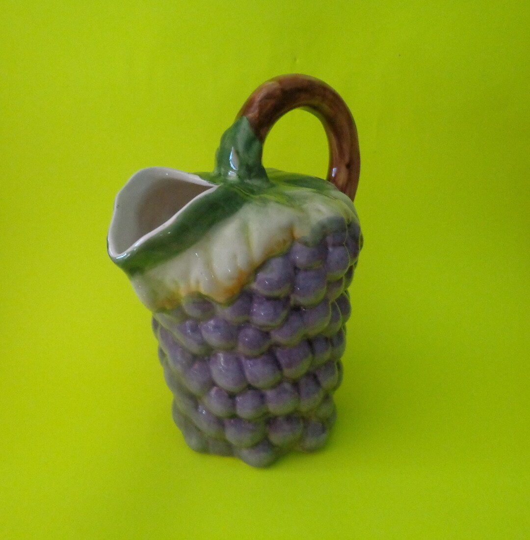 PITCHER Purple Grapes Large Green Leaf Heavy Hand - Etsy