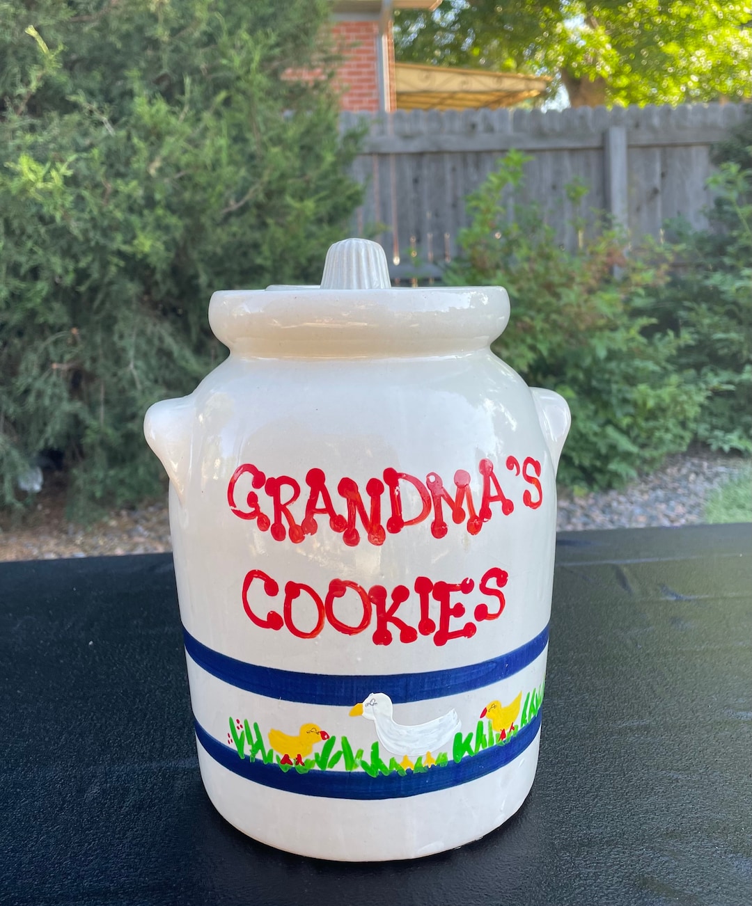 COOKIE JAR - Grandma’s Cookies, LARGE, Heavy, Homespun - Etsy