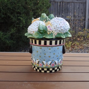 COOKIE JAR Bucket of Flowers, Sakura, Debbie Mumm, Hydrangeas - Etsy