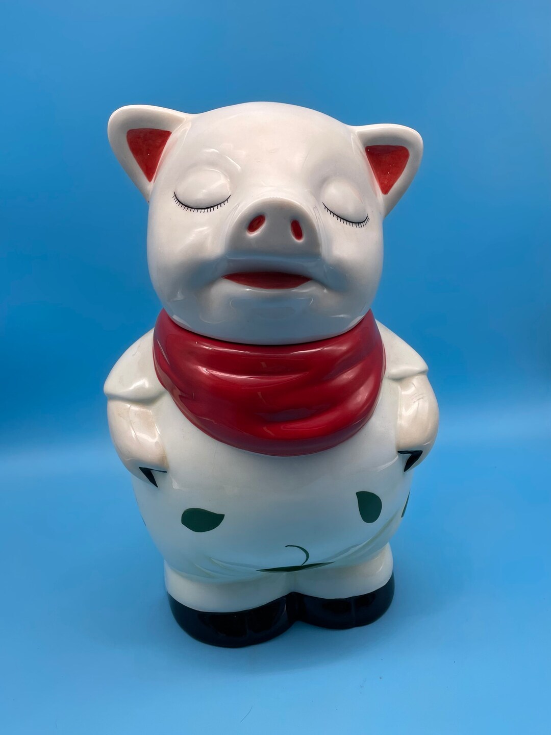 COOKIE JAR ~~ Pig With Red Scarf, White Pig - Etsy