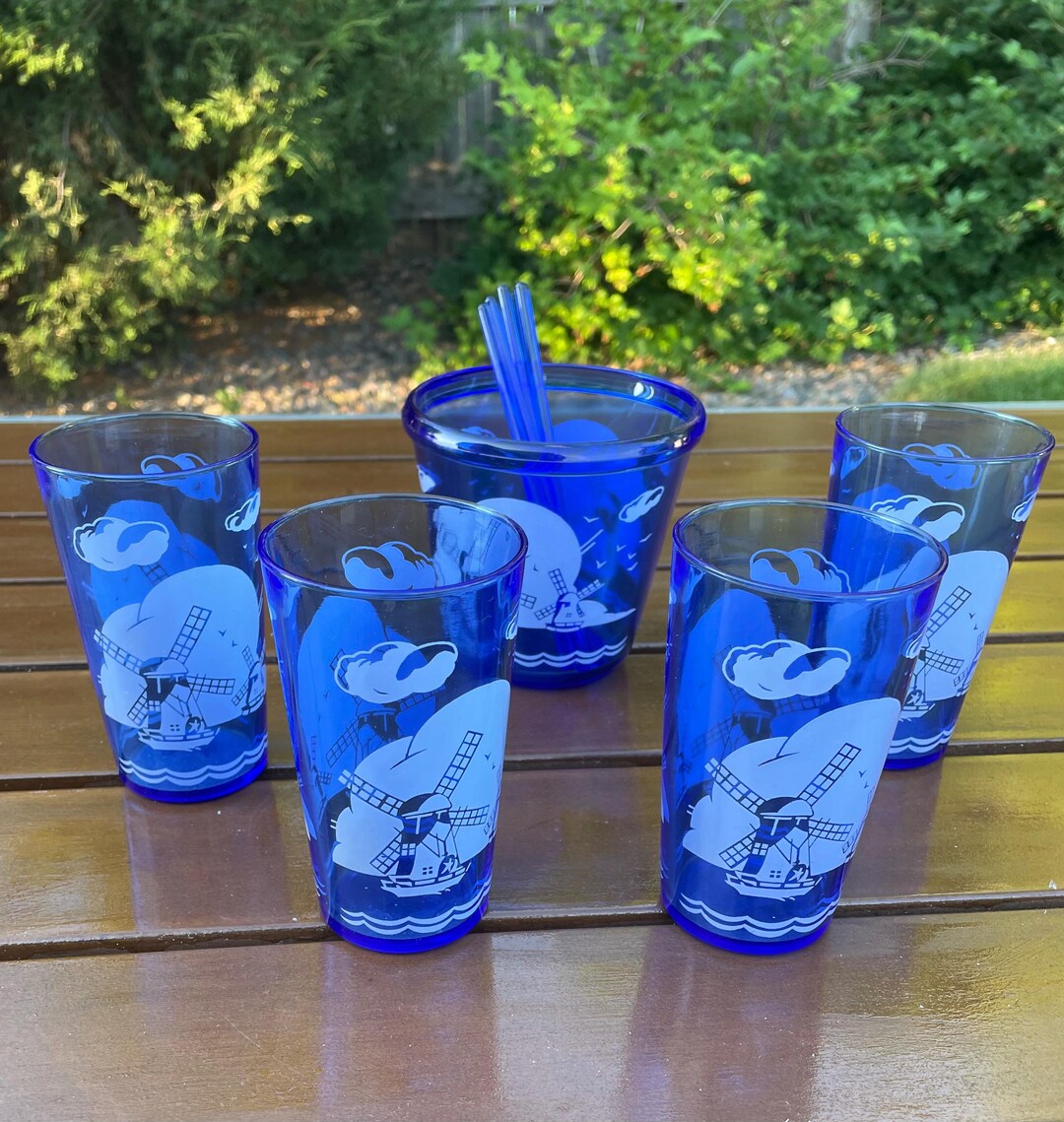 GLASSWARE > Windmill, 1930's Hazel Atlas Cobalt Blue Glassware Set, Ice ...