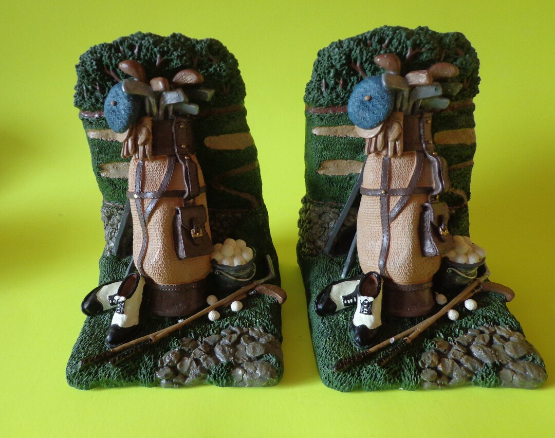 BOOKENDS ~ GOLF Theme, Heavy, Figi Graphics, 1993 - Etsy