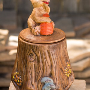 Cookie Jar ~~ Bear on a Stump, Vintage, Large, Heavy, Quality - Etsy