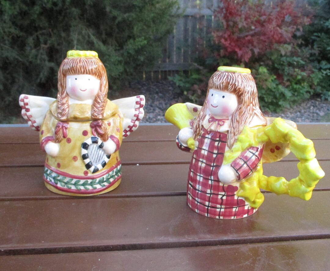 CREAMER & SUGAR . Angels, Debbie Mumm, Gathering of Angels, Sakura - Etsy