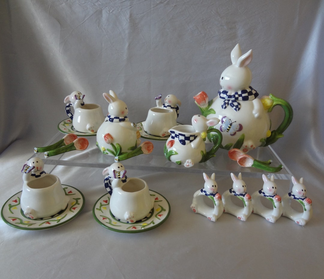 TEAPOT SET ~ RABBIT Family, Mercuries, Boxed, 1990s Teapot, Cups ...