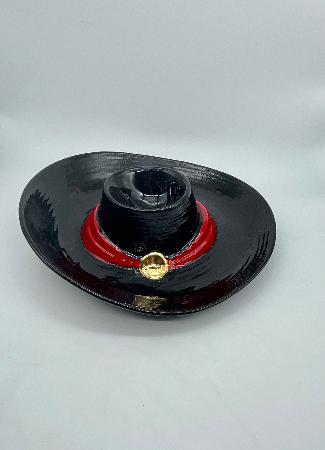 CHIP & DIP ~~ Sombrero, Black With Splashes of Red Mixed - Etsy