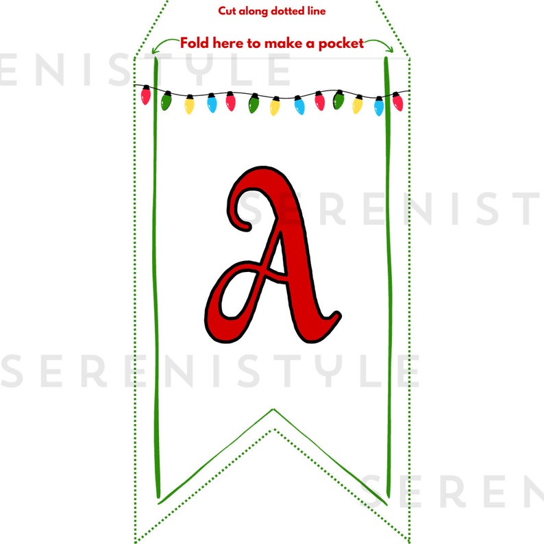 Cute Christmas Banner Printable DIY Digital Download, Christmas Lights ...