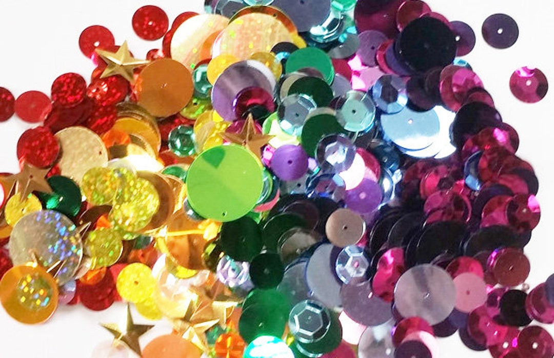 Half A Cup of Rainbow Assorted Vintage Sequin and Spangle Mix Including ...