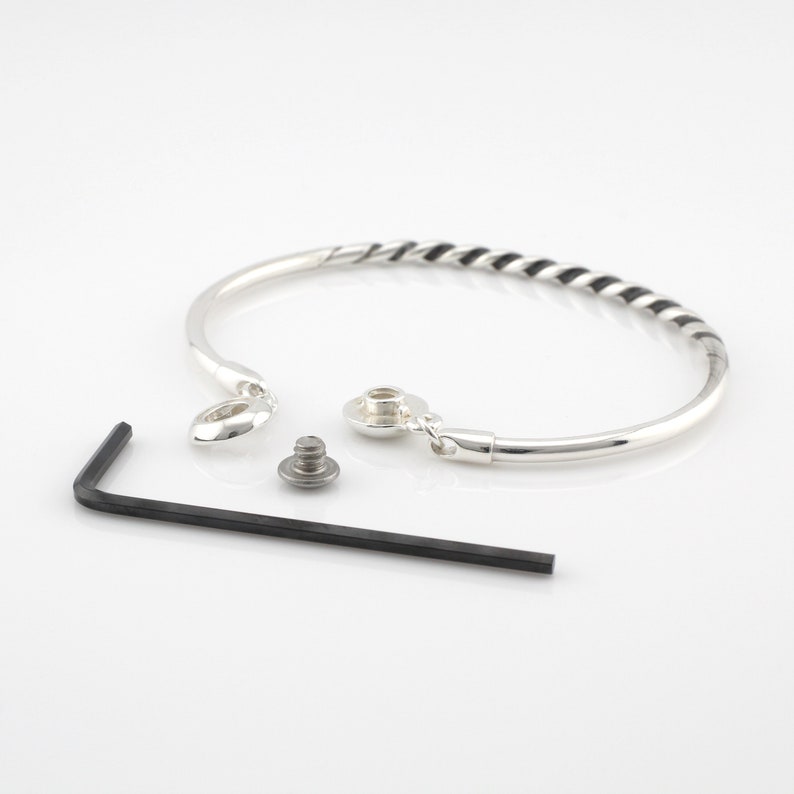 Sterling Silver Discreet Slave Bracelet - Locking Cuff W/ 10 Gauge ...