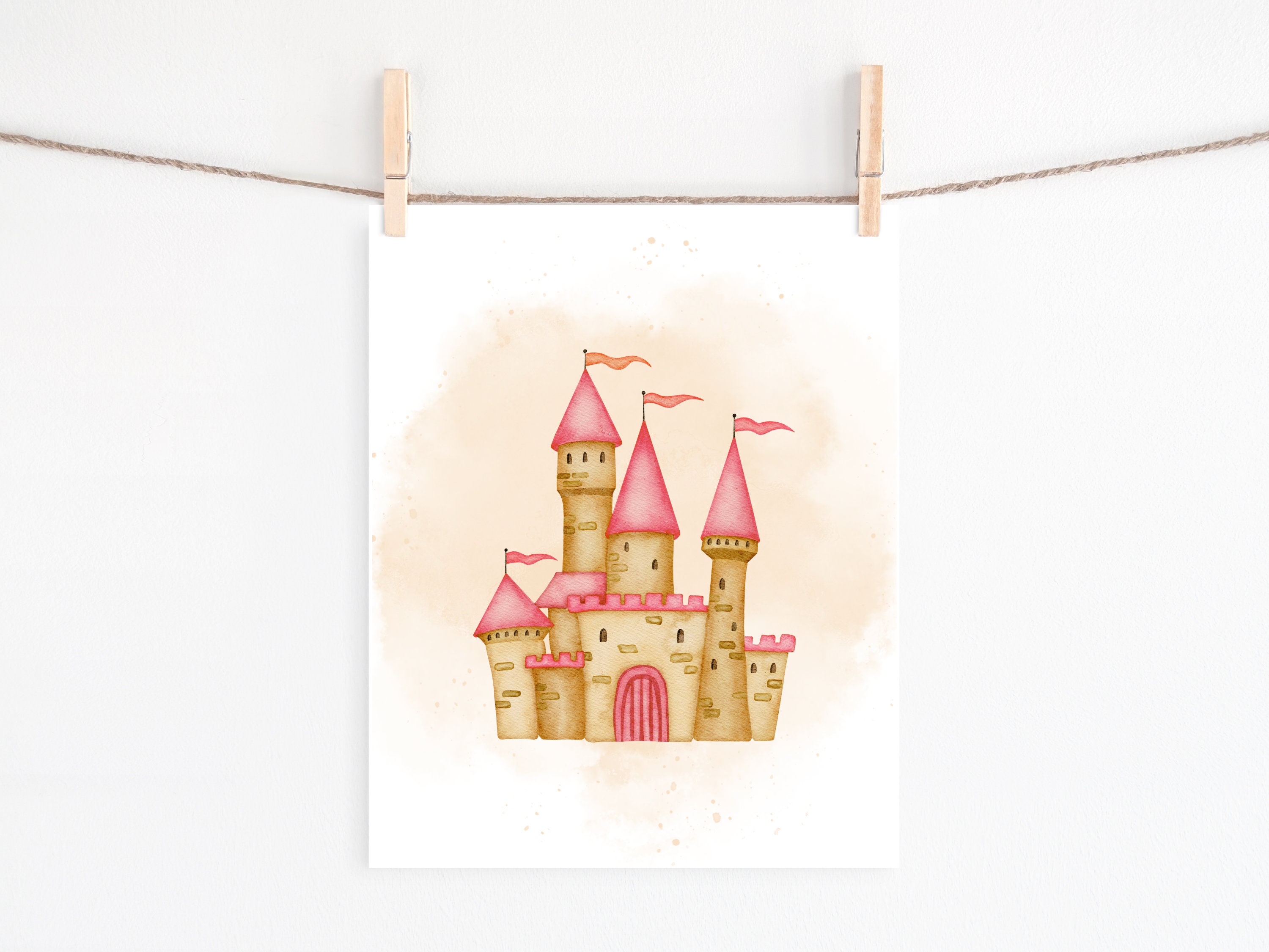 Princess Castle Watercolor Print, Princess Nursery, Royal Nursery ...