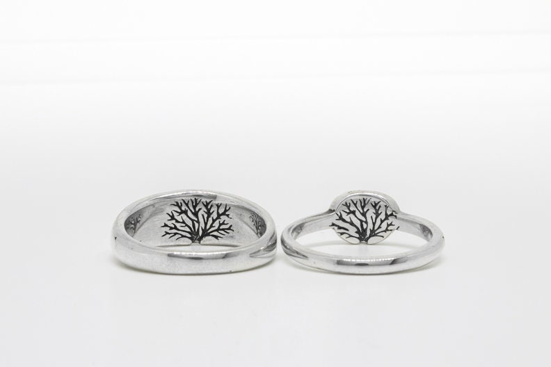 Tree of Life Ring. Men's Wedding Ring. Tree of Life Wedding Set. Unique ...