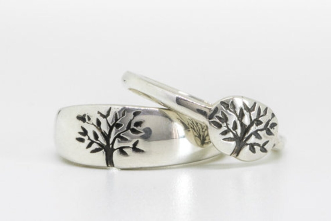 Tree of Life Ring. Men's Wedding Ring. Tree of Life Wedding Set. Unique ...