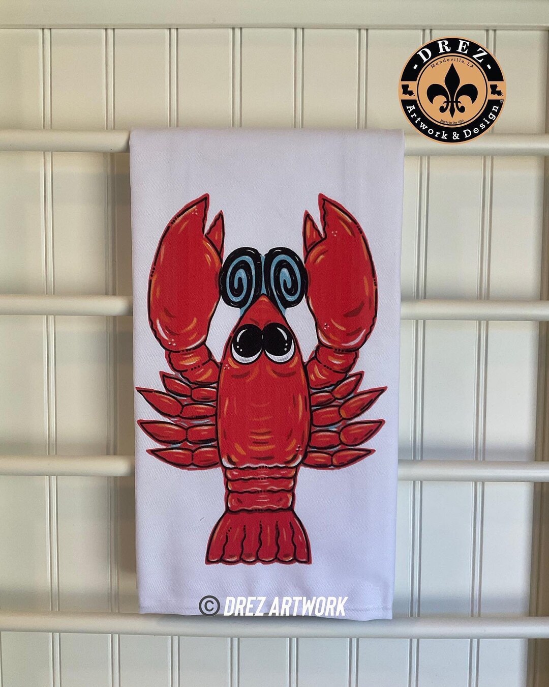 Crawfish Tea Towel, Crawfish Boil, Hostess Gift, Kitchen Towel, Nola ...
