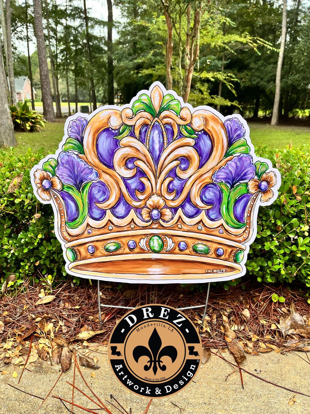 Mardi Gras Crown, Queen, Yard Art, Yard Stake, Yard Decor, King Cake ...