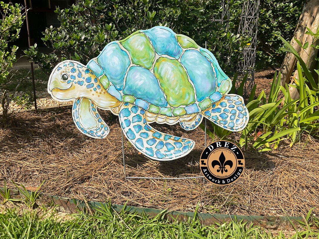 Sea Turtle, Yard Stake, Garden Decor, Pool Decor, Beach House,coastal ...