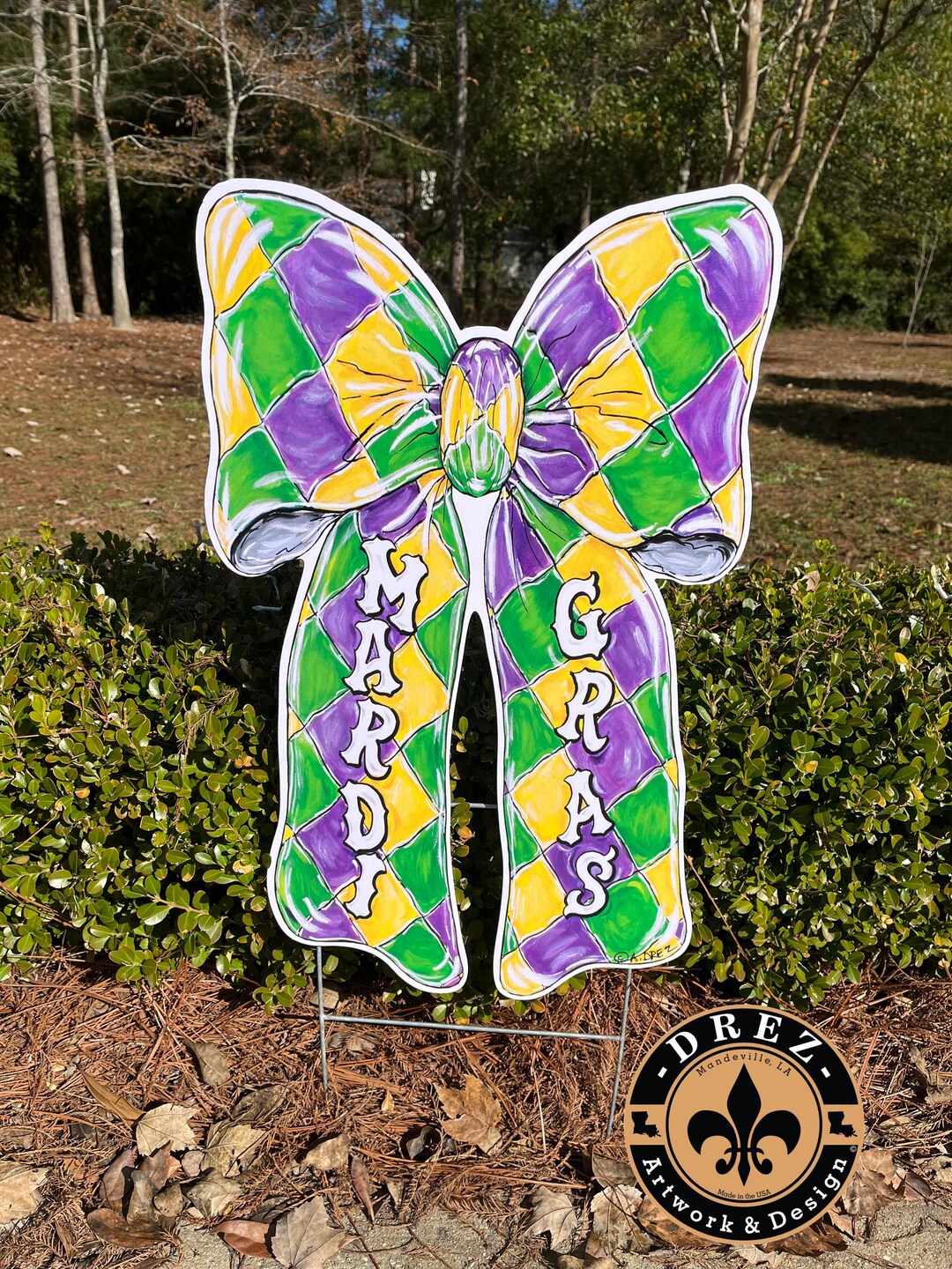 Mardi Gras Yard Sign, Bow, Yardi Gras, Garden, Outdoor, Nola, New ...