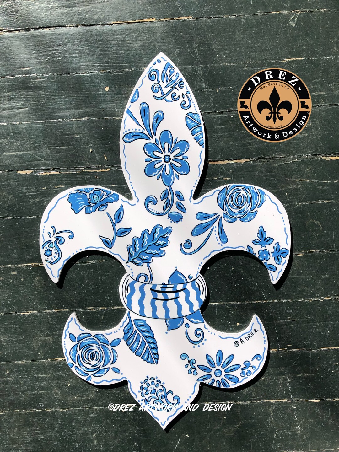 Floral, Fleur De Lis, Blue and White, Springtime, Summer, Spring NOLA ...