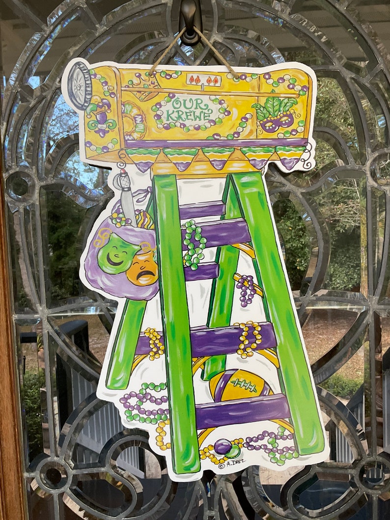 Mardi Gras Door Hanger Carnival Ladder NOLA King Cake - Etsy