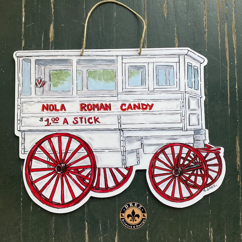 New Orleans Roman Candy Cart Door Hanger, NOLA Decor (PVC) - Etsy