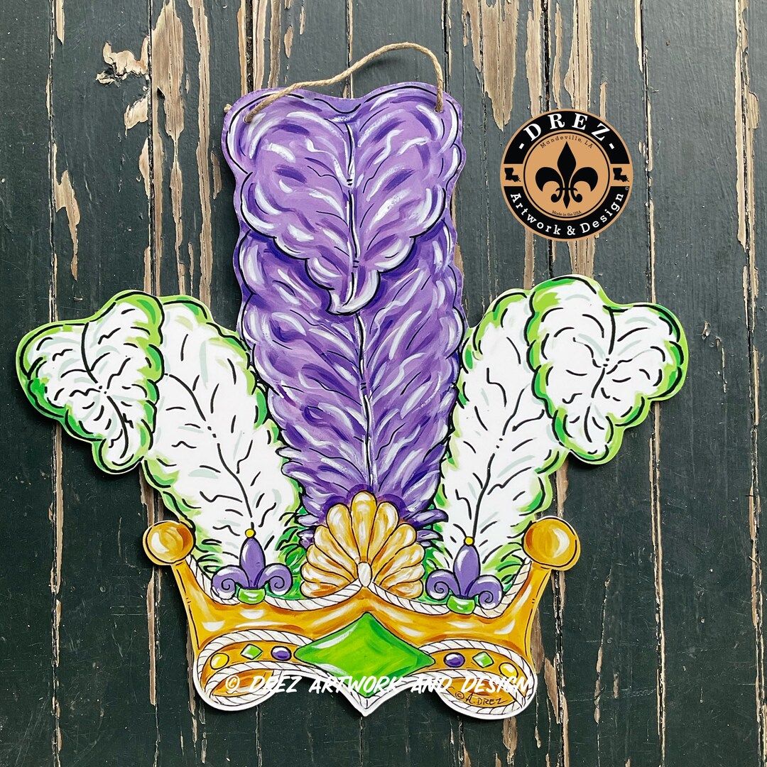 Crown, Mardi Gras Door Hanger, Parades, New Orleans, Plume, King, Queen ...
