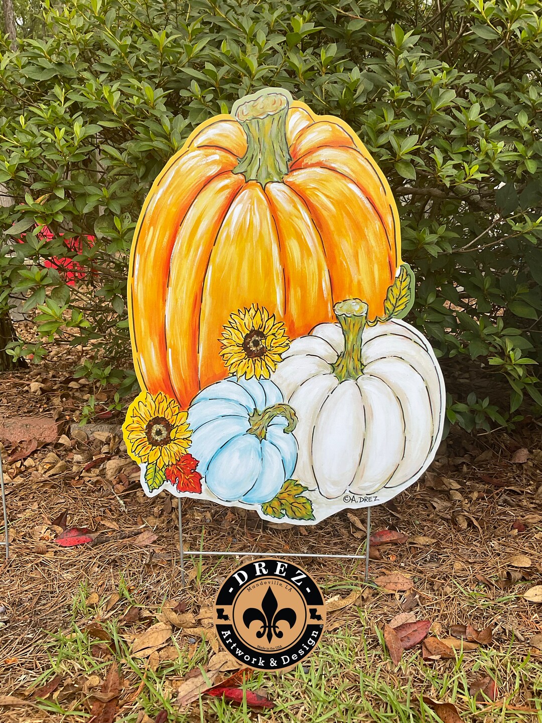 Pumpkin Yard Sign, Fall, Yard Art, Sunflower , Outdoor Decor, Garden ...