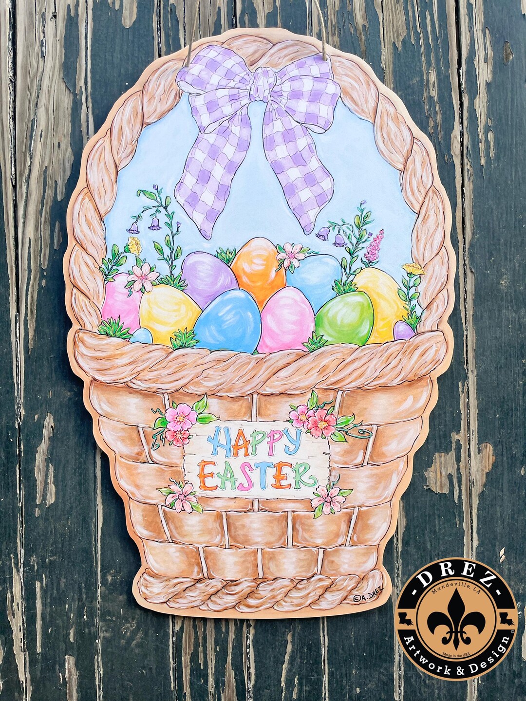 Easter Basket Door Hanger, Spring Bunny, 15"x23" PVC Decor - Etsy