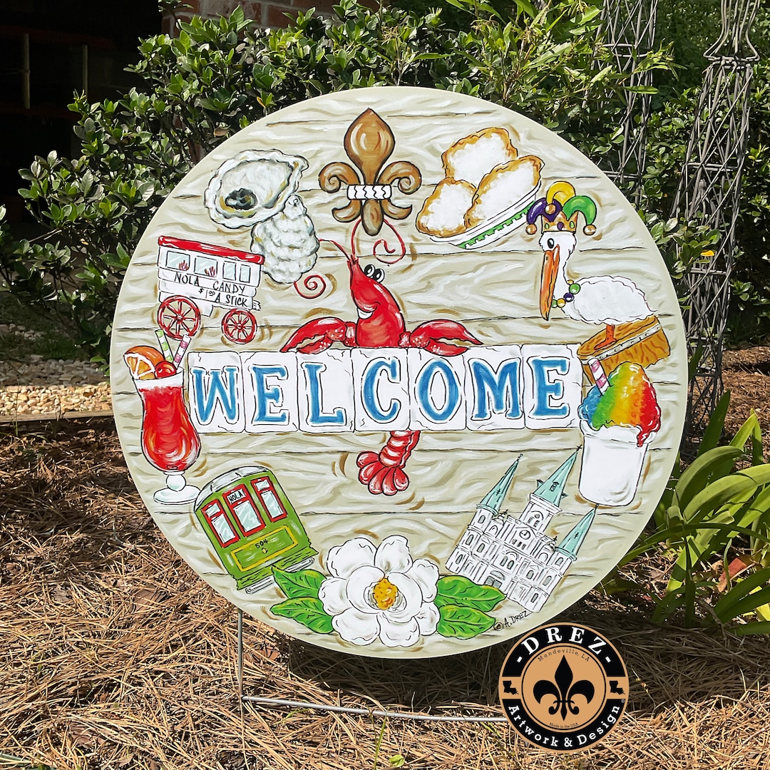 Nola Icons, Welcome Yard Stake, Garden Decor, Sno-cone, Snowball, Drez ...