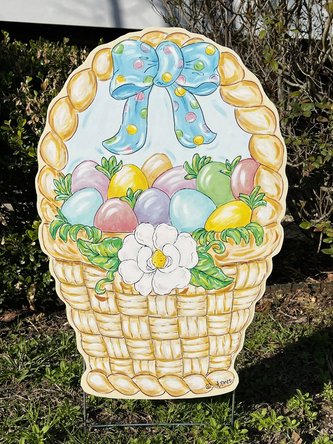 Easter Yard Stake, Easter Basket, Eggs, Spring, Springtime, Magnolia ...