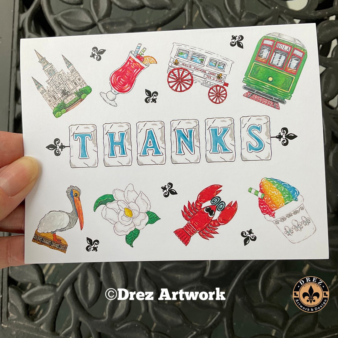 New Orleans Thank You, Note Cards, Nola Icons, Streetcar, Cathedral ...