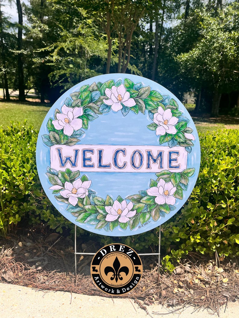 Magnolia Yard Art, Garden Stake, Louisiana Flower, Floral, Southern ...