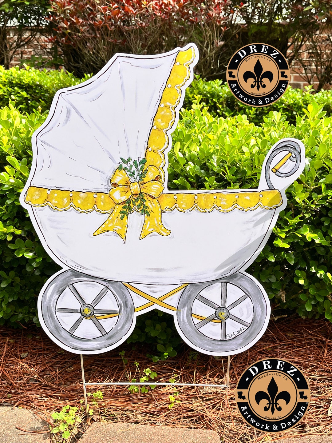 Baby Carriag Yard Sign, Garden Decor, Gender Neutral, Birth ...