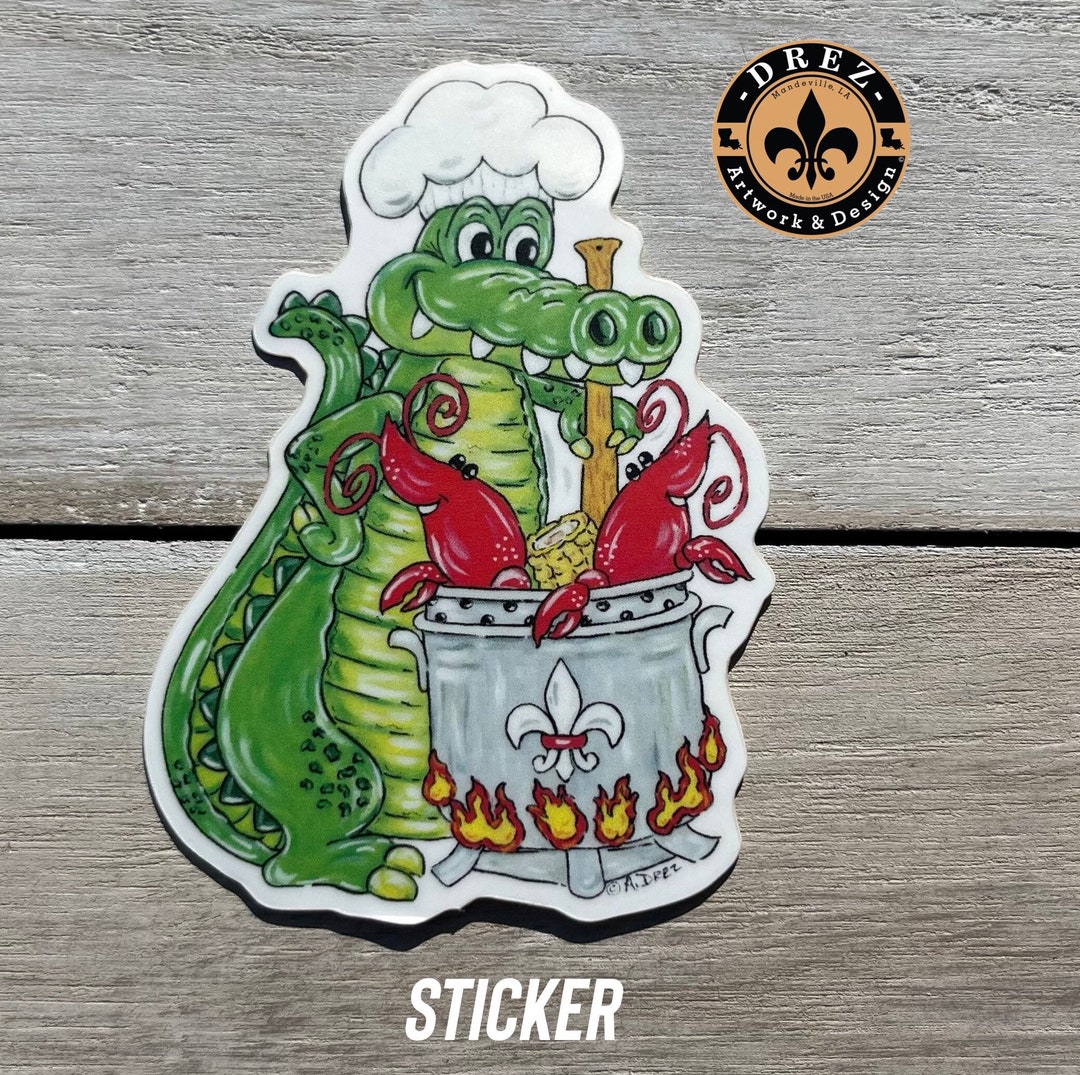 Crawfish Sticker, Gator, Boil, Louisiana Seafood, Decal for Laptop ...