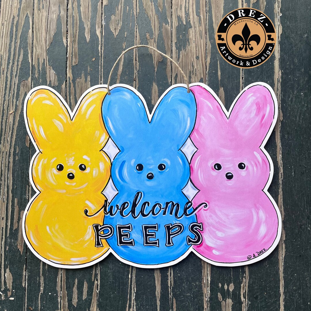 Easter Peeps Door Hanger, Rabbit,easter Eggs, Floral, Spring, Door ...