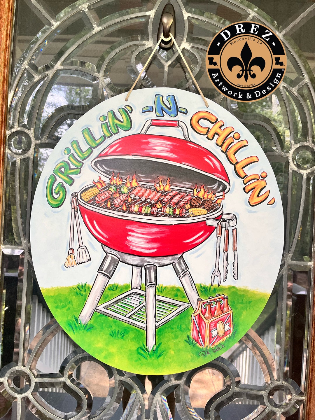 Barbecue Door Hanger, Chilling and Grilling, Summer, Father's Day ...