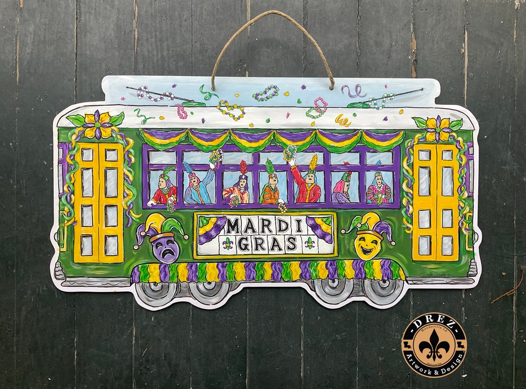 Mardi Gras Door Hanger, Streetcar Door Hanger, New Orleans, NOLA Icon ...