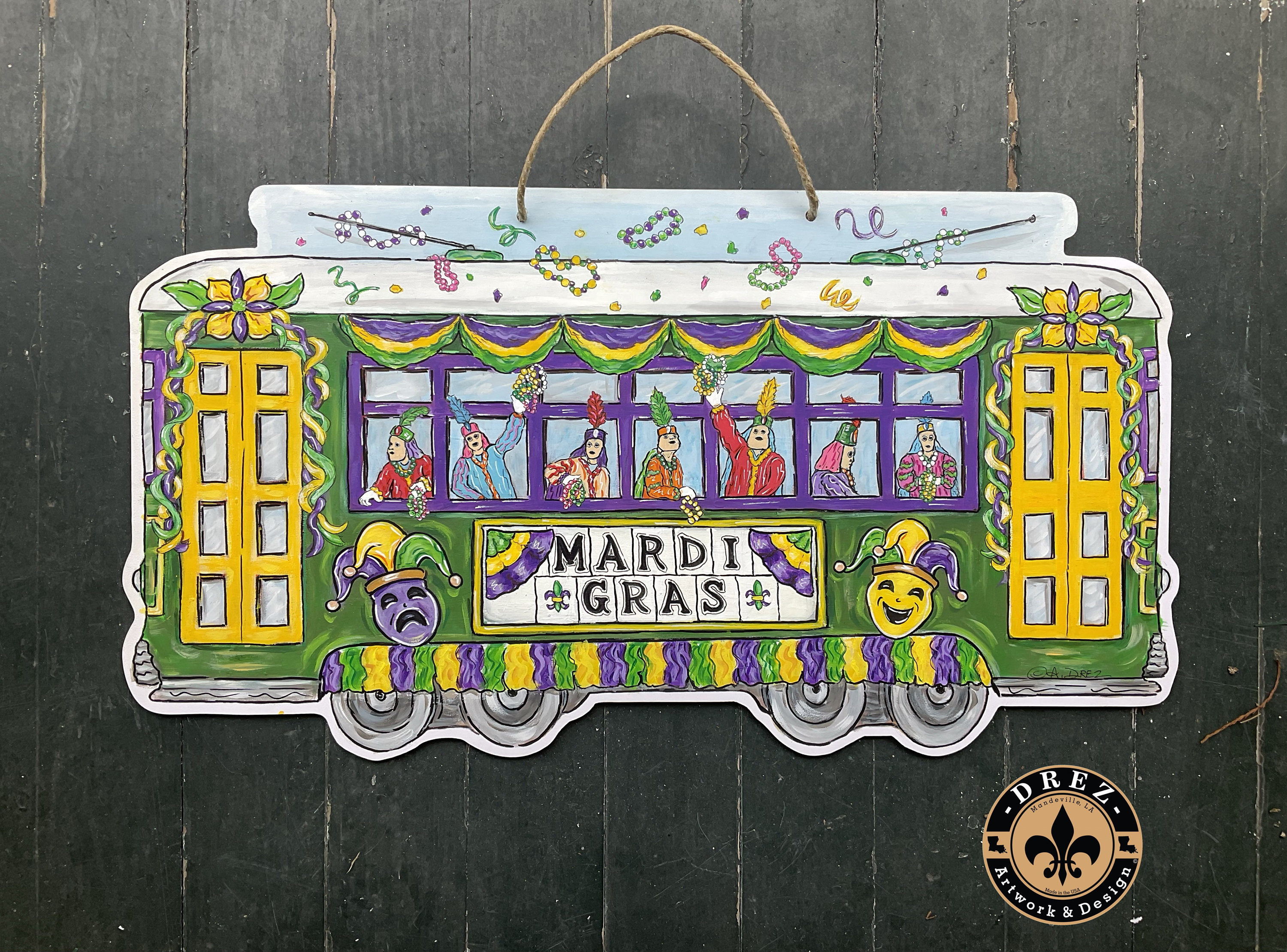 Mardi Gras Streetcar Door Hanger, New Orleans Artwork, Parade Decor - Etsy