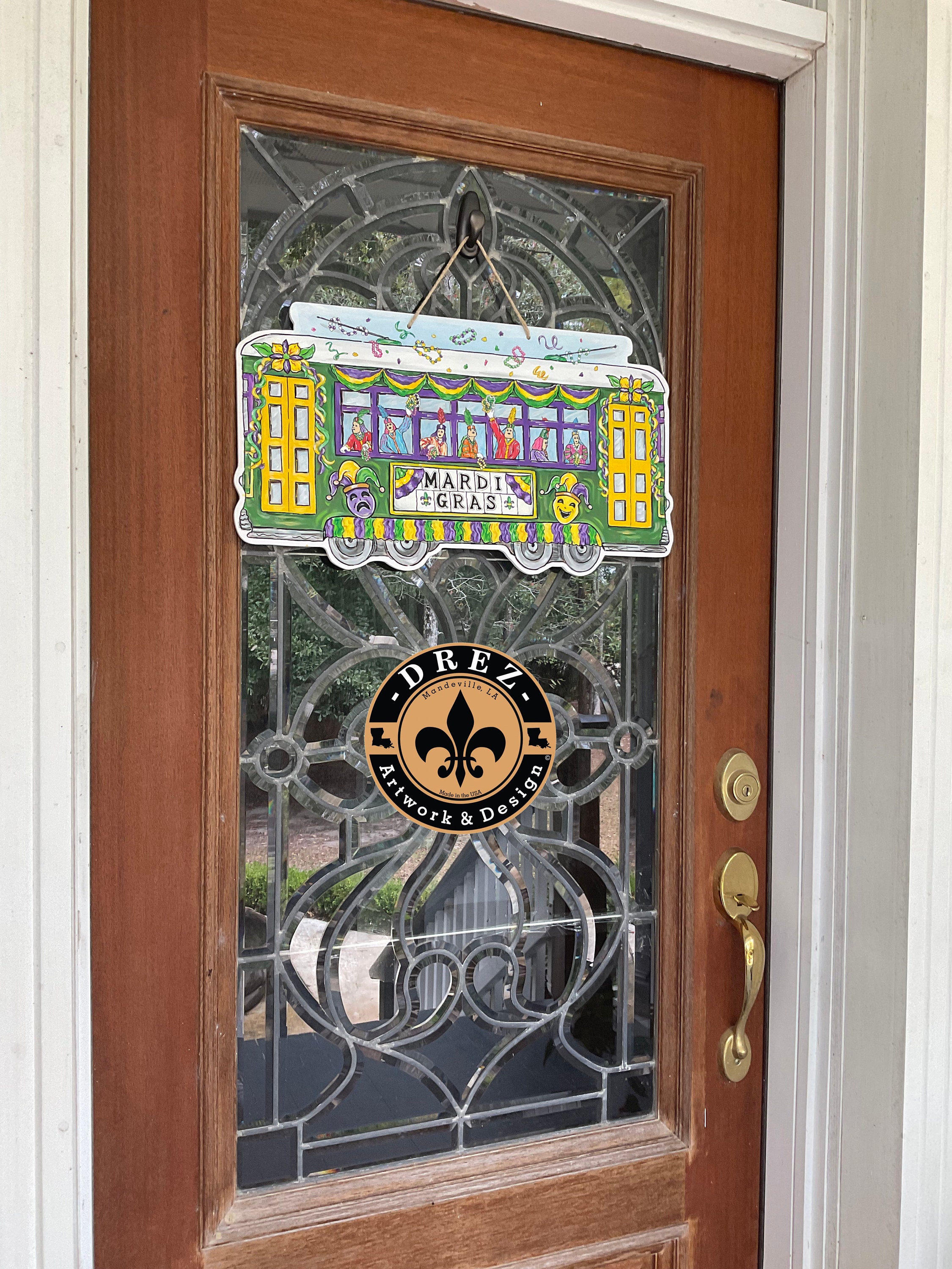Mardi Gras Streetcar Door Hanger, New Orleans Artwork, Parade Decor - Etsy