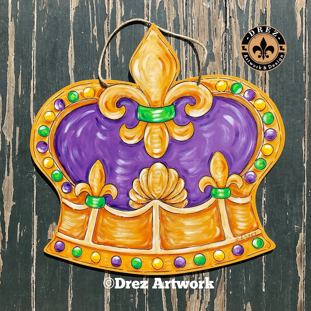 Mardi Gras Crown, Door Hanger, New Orleans, NOLA, Louisiana, Parade ...