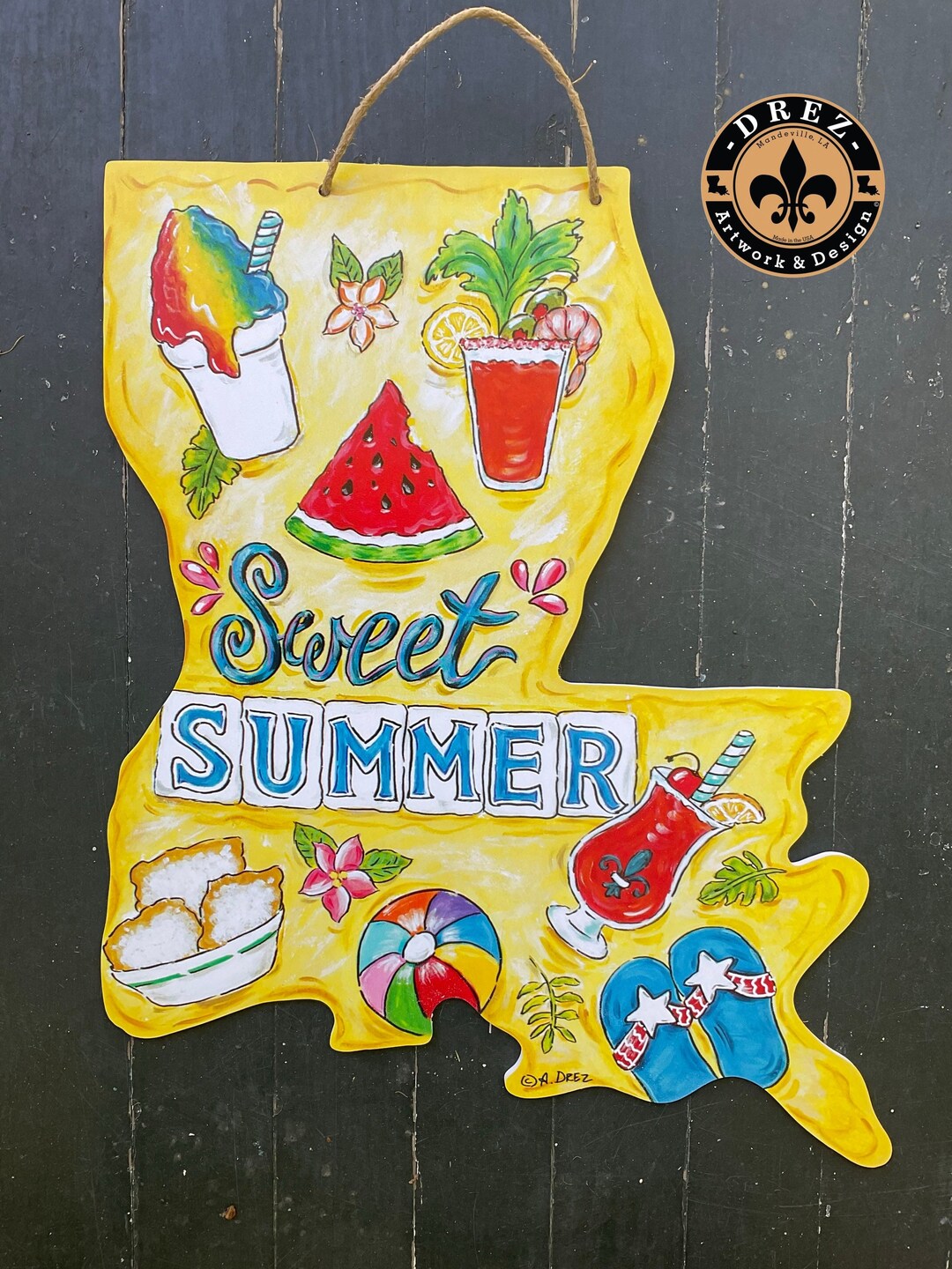Summer Door Hanger, Louisiana, Snoball, Beignets, Watermelon, Bloody ...