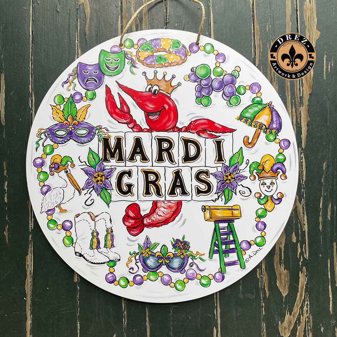 Mardi Gras, Door Hanger, New Orleans , NOLA, Crown, Float, King Cake ...