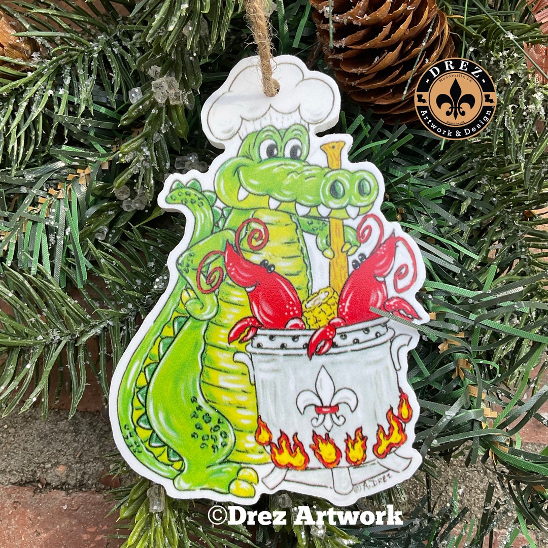 Gator, Ornament, Crawfish Boil, Seafood Art, Nola, Louisiana, Wholesale ...