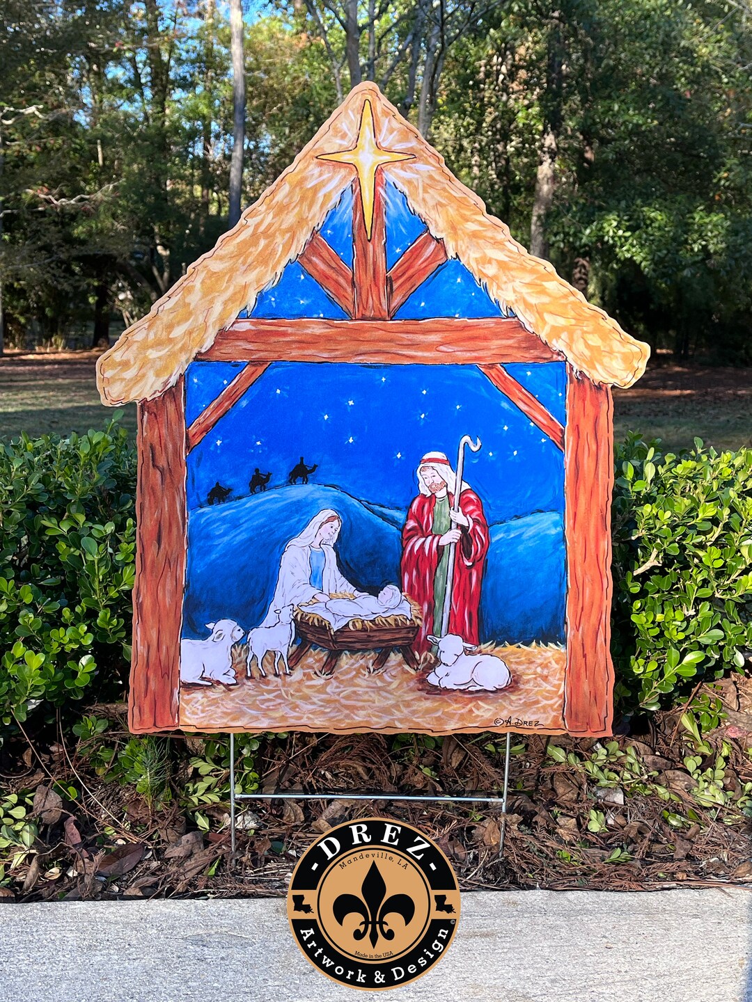 Nativity Manger Yard Stake, Christmas Outdoor Decor - Etsy