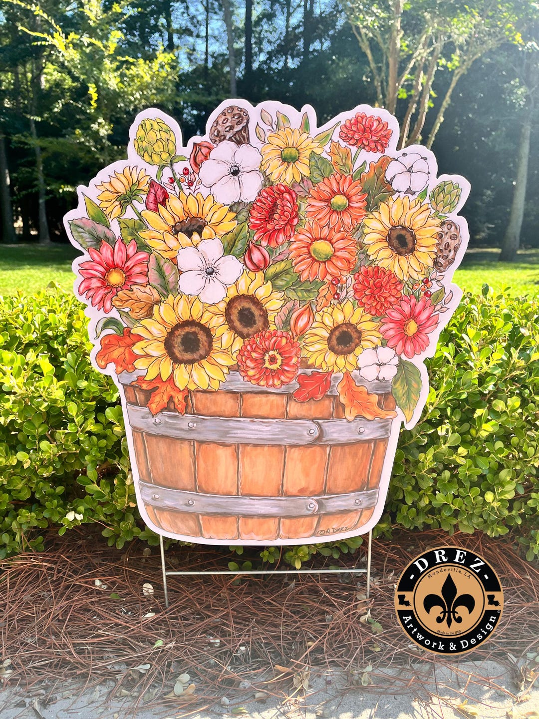 Fall Flower Pot Yard Sign, Sunflowers, Yard Art, Outdoor Decor, Garden ...