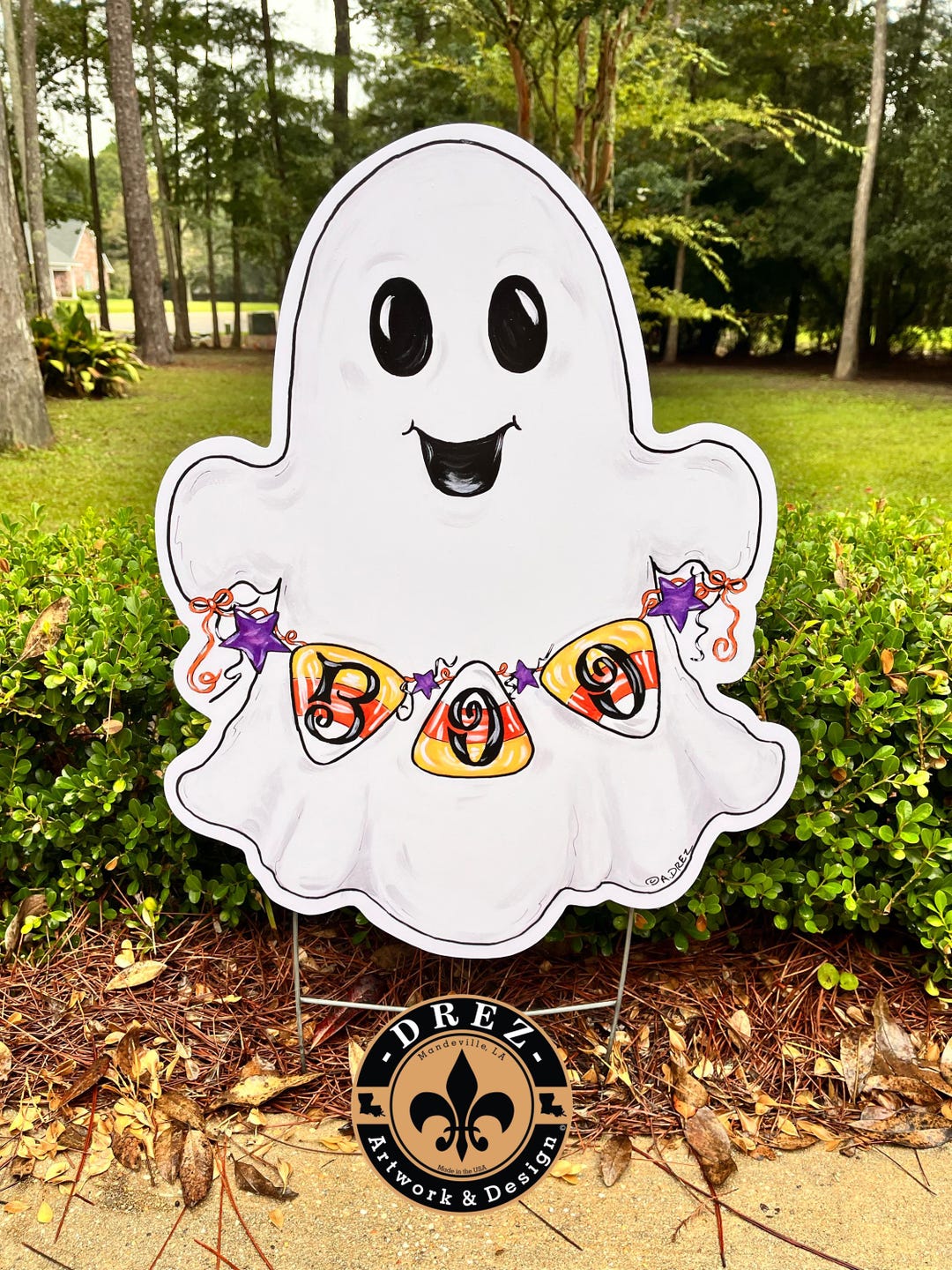 Cute Ghost Yard Sign, Halloween Decor, Pumpkin, Fall, Outdoor Decor ...