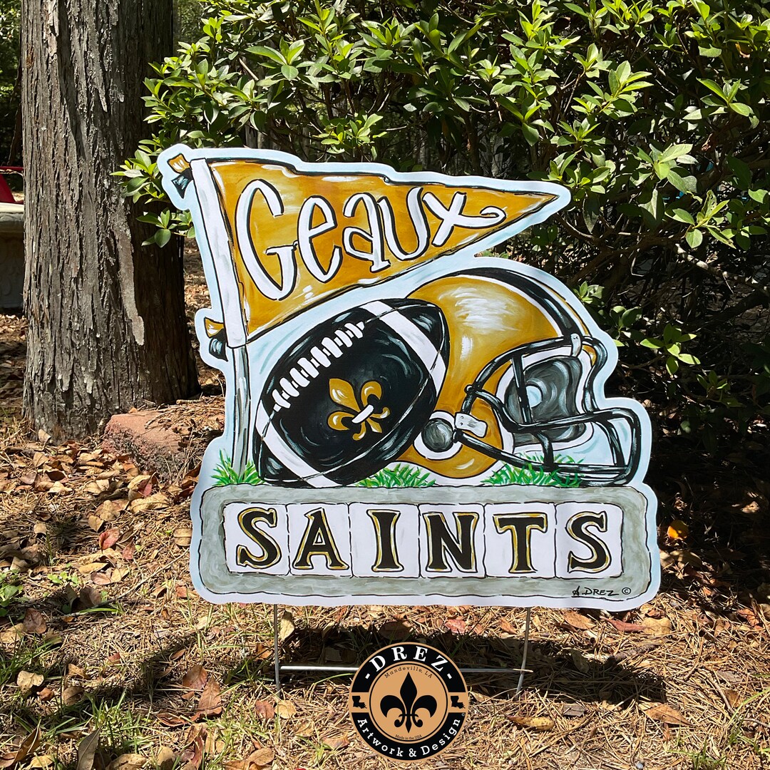Saints Football, Yard Stake, Garden Decor, NOLA Art, Louisiana, New ...