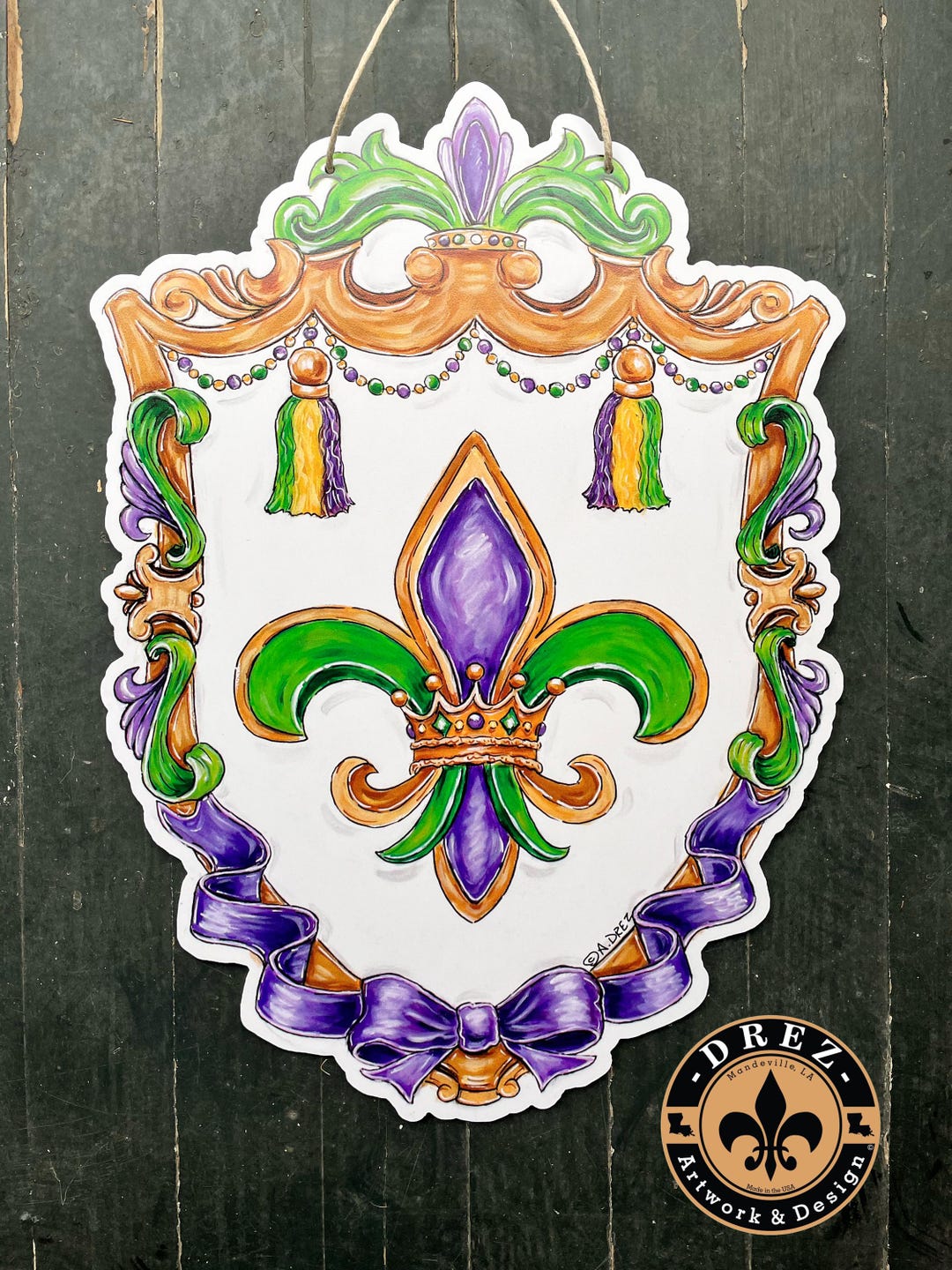 Mardi Gras Door Hanger, Fleur De Lis, Crest, Royalty, Parade, Mardi ...