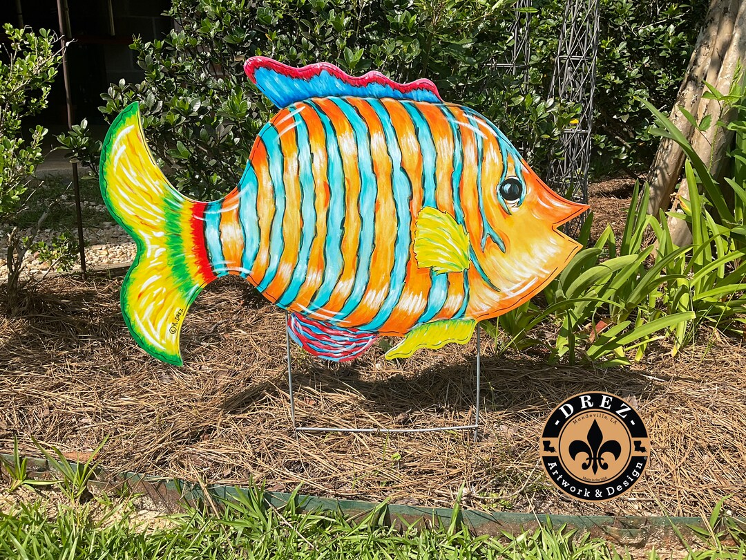 Tropical Fish Yard Stake, Garden Decor, Pool Decor, Beach House,coastal ...